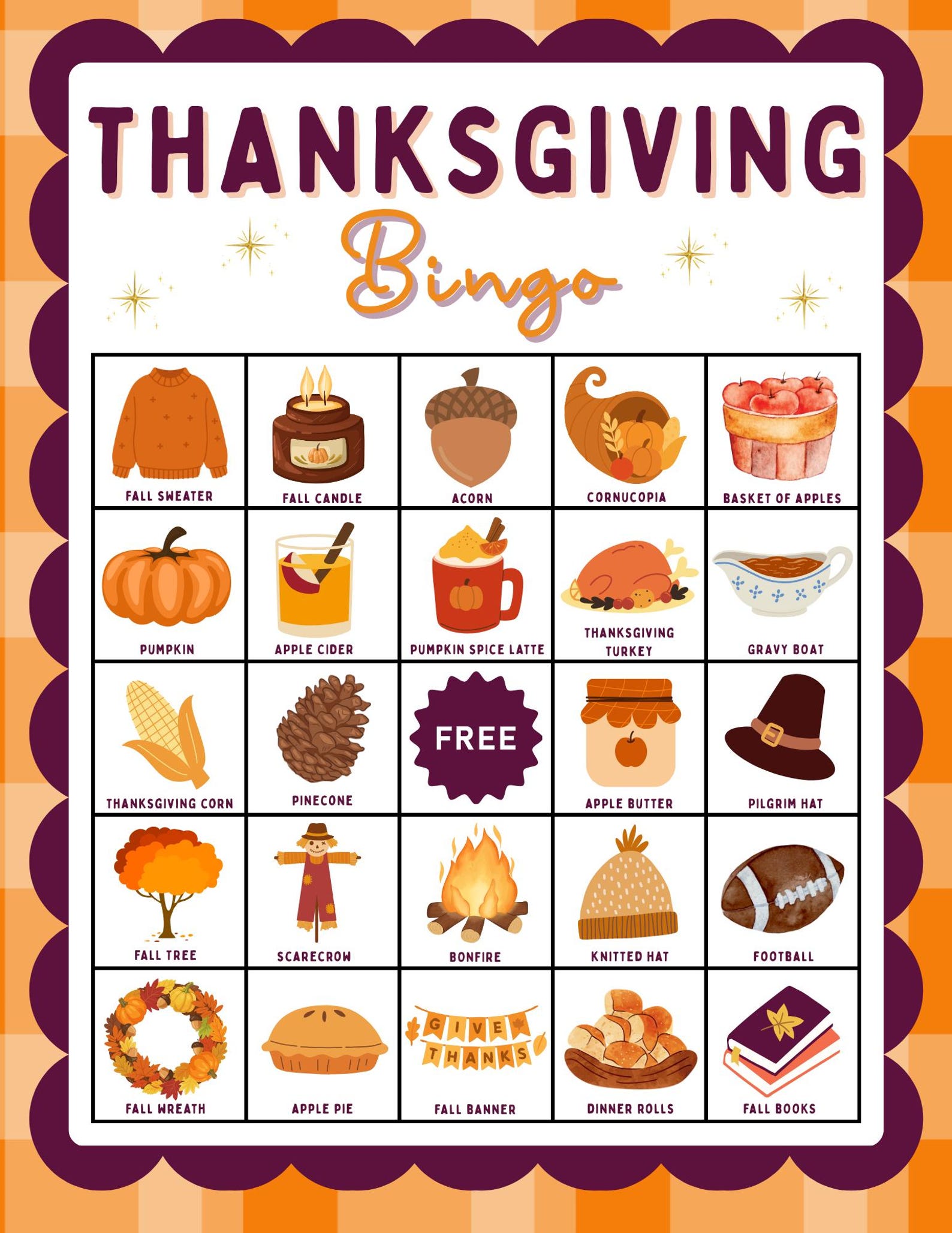 Thanksgiving Bingo: 50 Printable Cards, Fall Activity, Thanksgiving ...