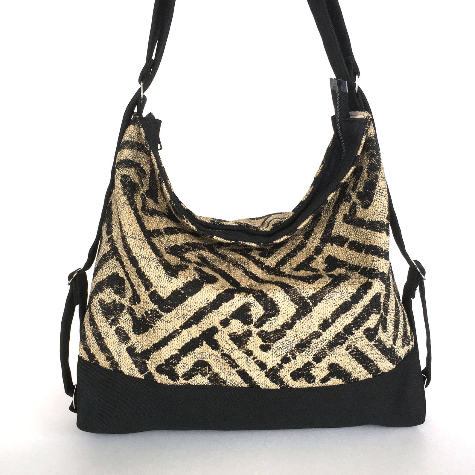 Backpack purse Khaki and black hobo purse convertible bag | Etsy