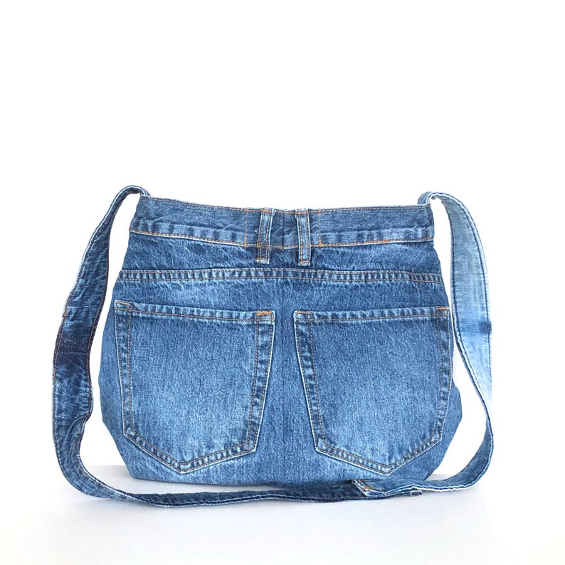 Blue Jean Cross Body Bag, Upcycled Denim Bag for Men and Women - Etsy