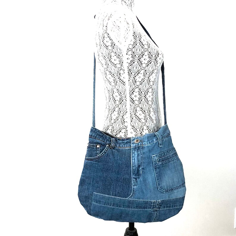 Blue Jean Cross Body Bag, Upcycled Denim Bag for Men and Women - Etsy