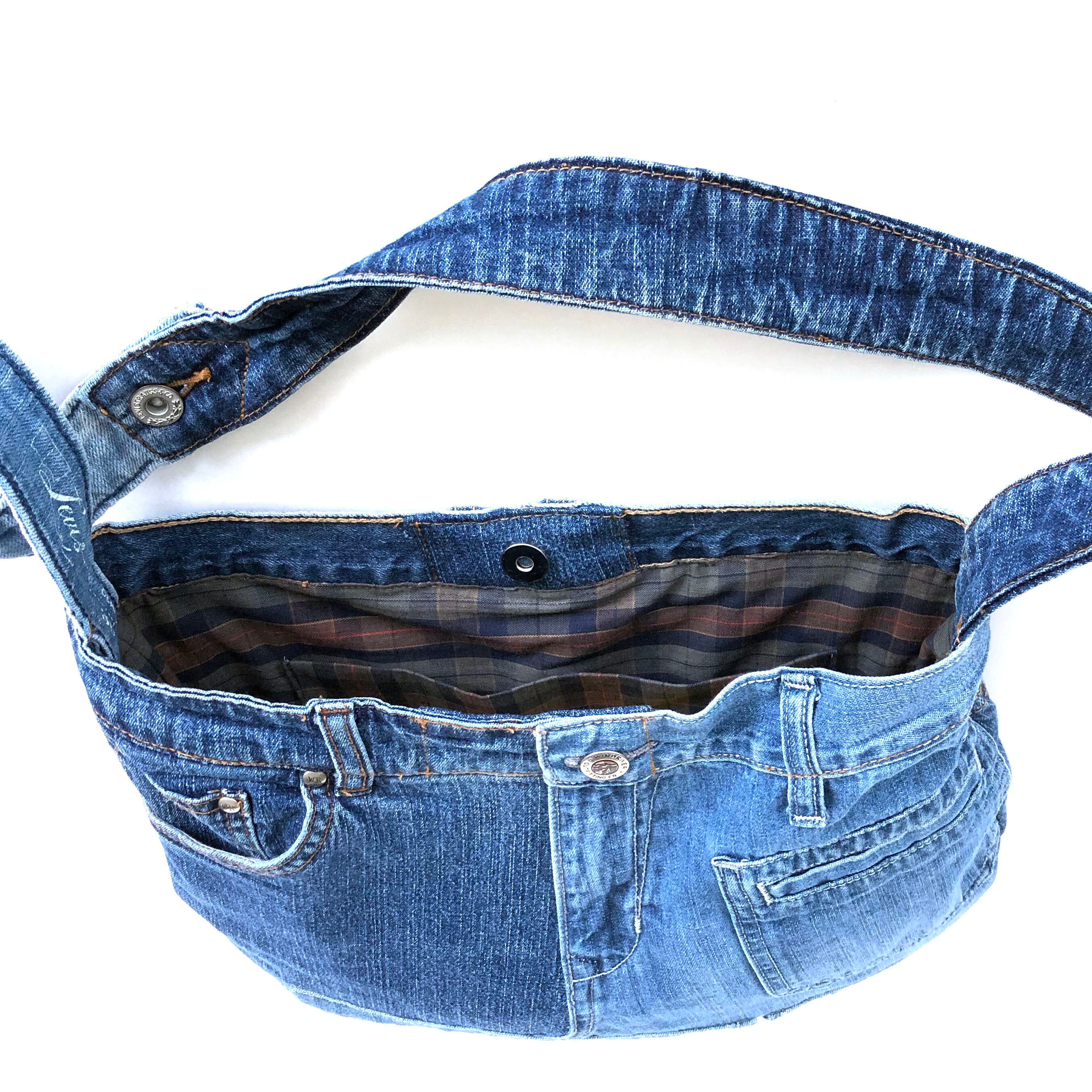 Blue Jean Cross Body Bag, Upcycled Denim Bag for Men and Women - Etsy