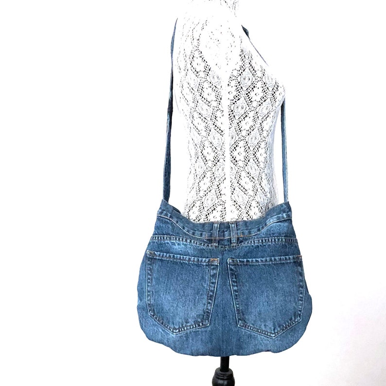 Blue Jean Cross Body Bag, Upcycled Denim Bag for Men and Women - Etsy