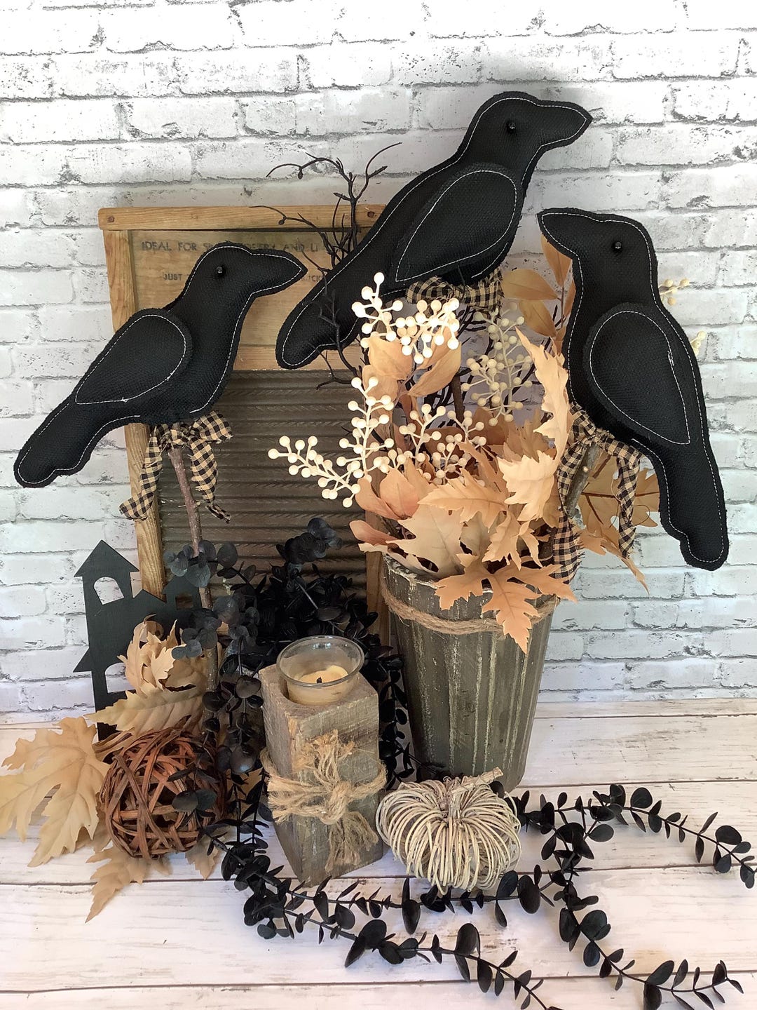 Crow Plant Poke: Handmade Falloween Decor Stem - Etsy