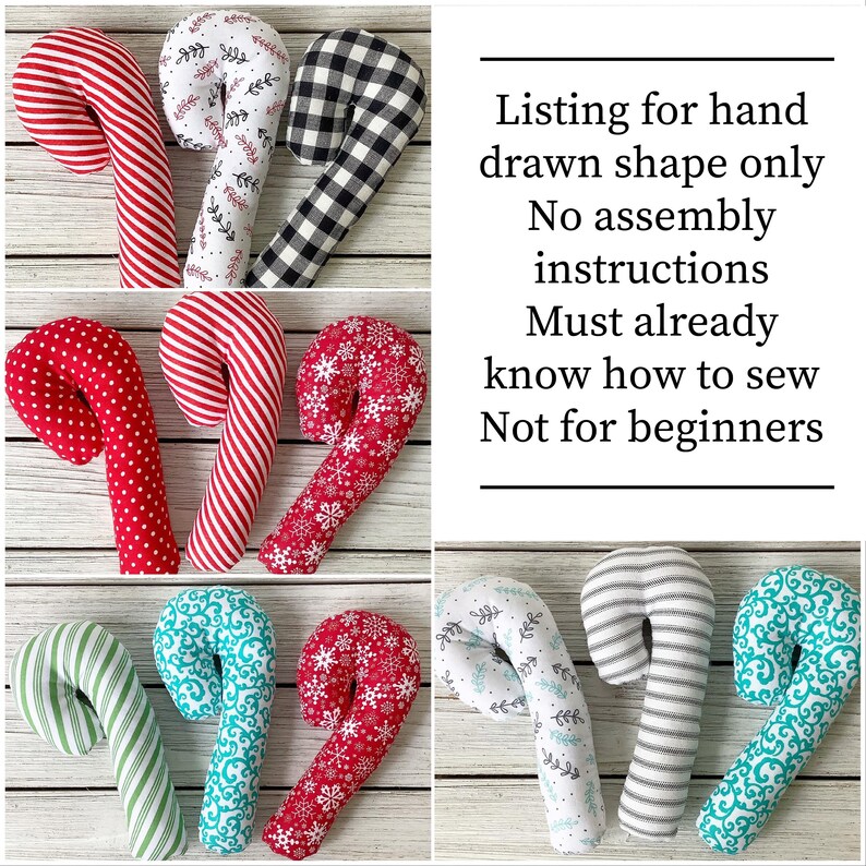 Candy Cane Sewing Template: Farmhouse Christmas Decor (PDF) - Etsy