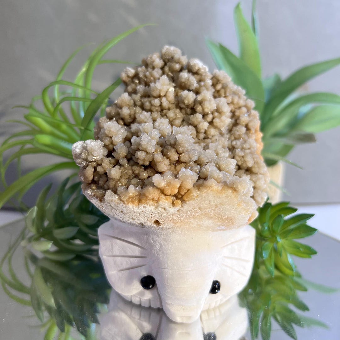 Nature Crystal Stalactite Cluster Bonsai With Elephant Stone Carving ...