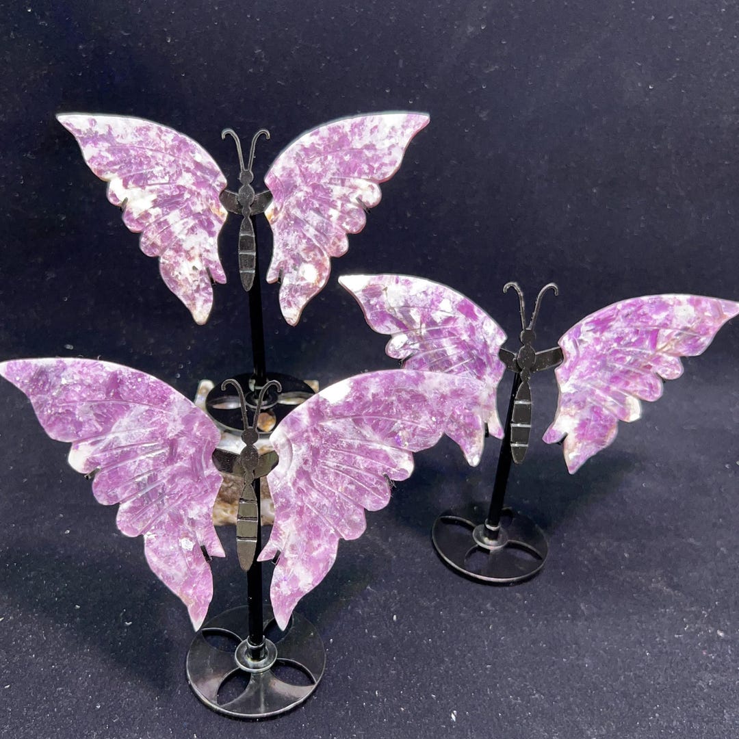 Purple Mica Lepidolite Small Butterfly Wings Crystal Wings - Etsy