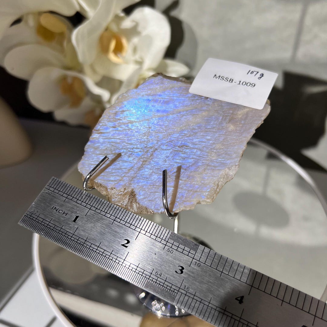 Shining Blue Flash Moonstone Slabs on Stand - Etsy