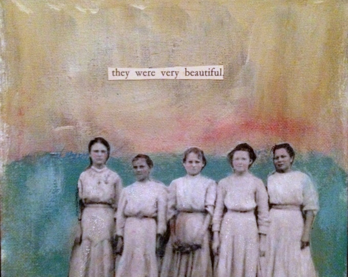 Vintage Girls in a Row Original Acrylic Mixed Media Painting - Etsy