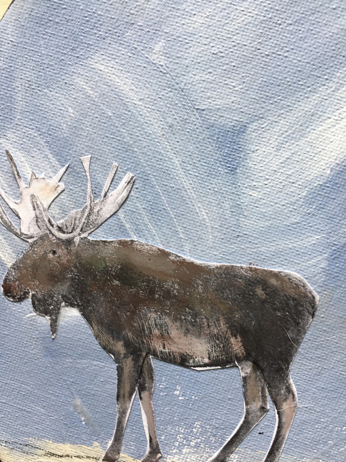 Acrylic moose painting/ mixed media art/20x20/vintage flapper woman ...