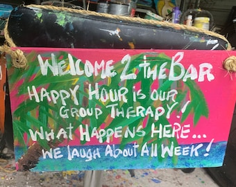 Rhondak Stule Welcome to Bar Sign With Two Sayings | Etsy