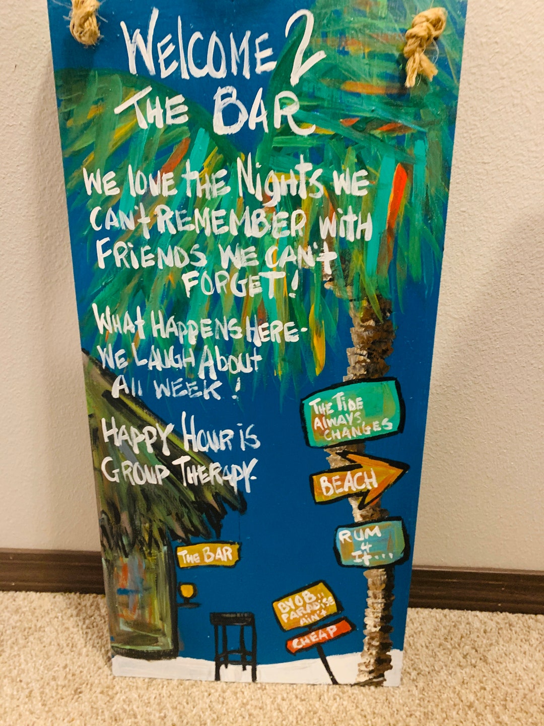 Fun Tiki Bar Sign With Nine Funny Bar Sign and Welcome Sayings - Etsy