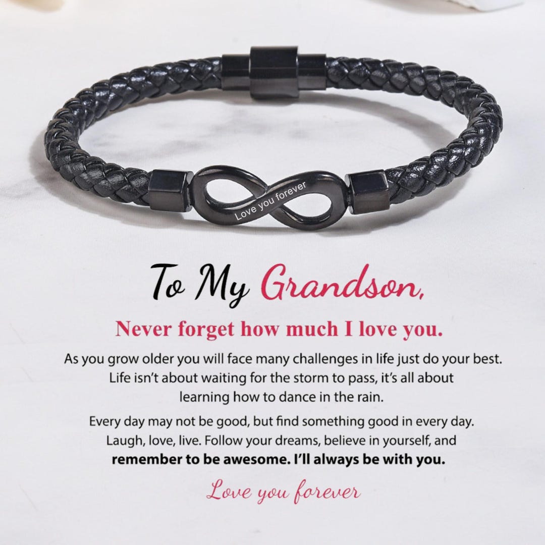 Engraved Leather Infinity Bracelet for Grandson: Love You Forever - Etsy