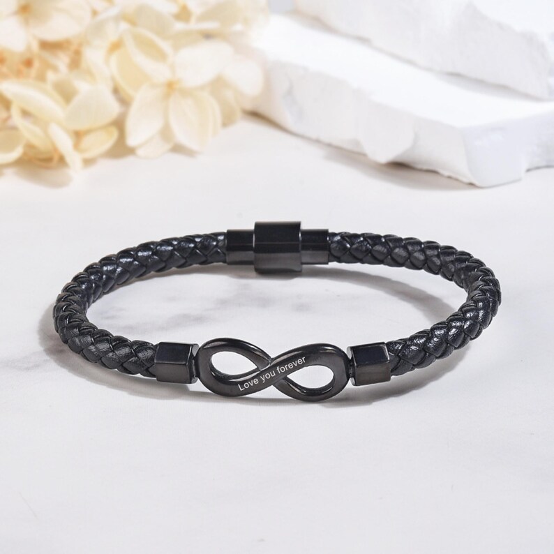 Engraved Leather Infinity Bracelet for Grandson: Love You Forever - Etsy