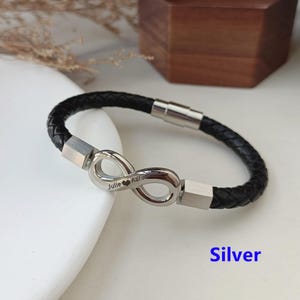 Personalized Infinity Leather Bracelet for Men: Engraved Names, to My ...