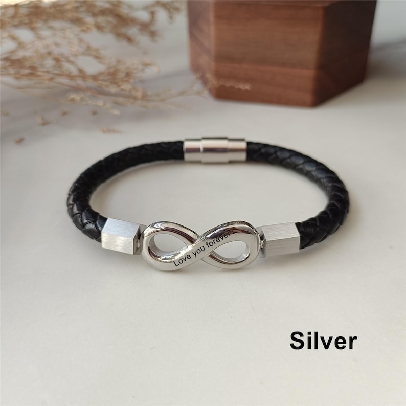 Engraved Leather Infinity Bracelet for Grandson: Love You Forever - Etsy