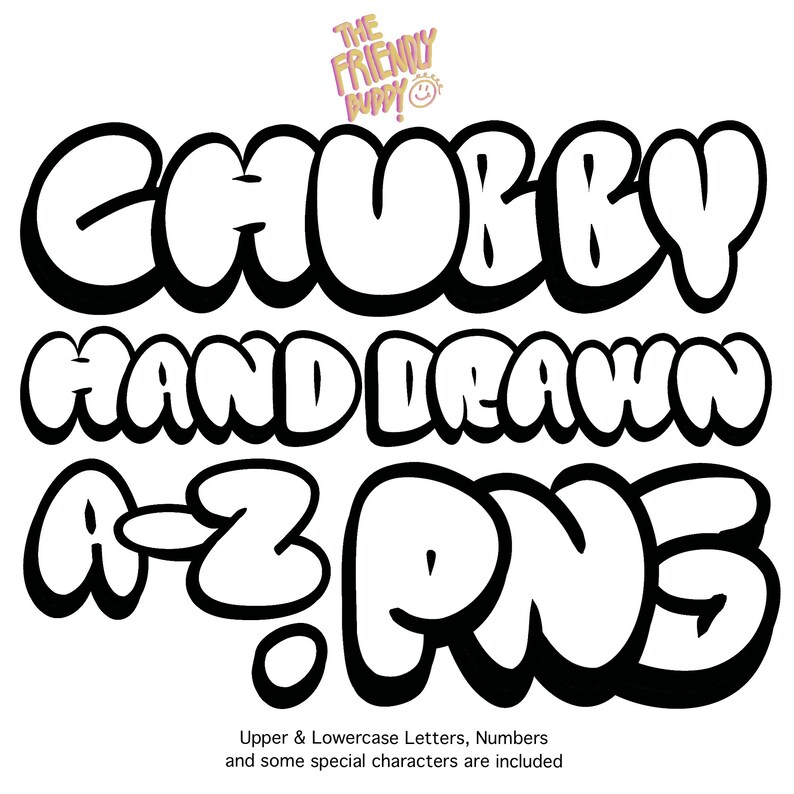 Chubby Hand Drawn Doodle Alphabet PNG, Chubby Letters, Chubby Font ...