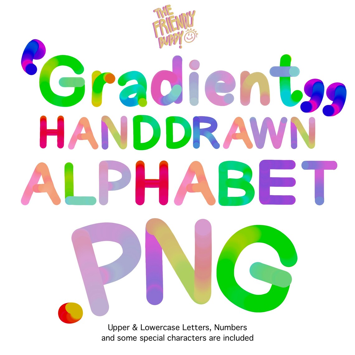 Gradient Hand Drawn Doodle Alphabet PNG, Gradient Letters, Gradient ...