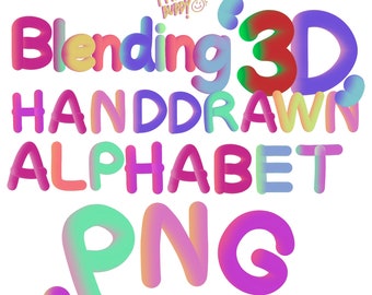 Gradient Hand Drawn Doodle Alphabet PNG, Gradient Letters, Gradient ...
