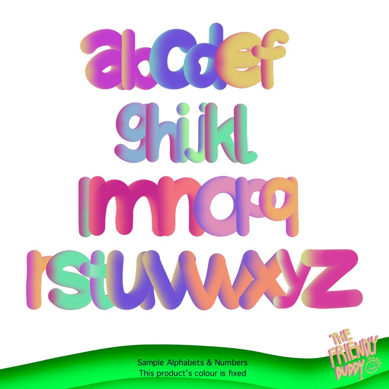 3D Blending Hand Drawn Doodle Alphabet PNG, 3D Letters, Gradient Font ...