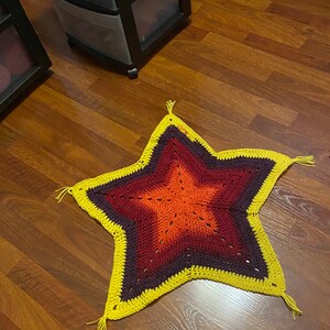 Crochet Star Rug, Crochet Rug, Handmade Decor, Crochet Star Decor, Star ...