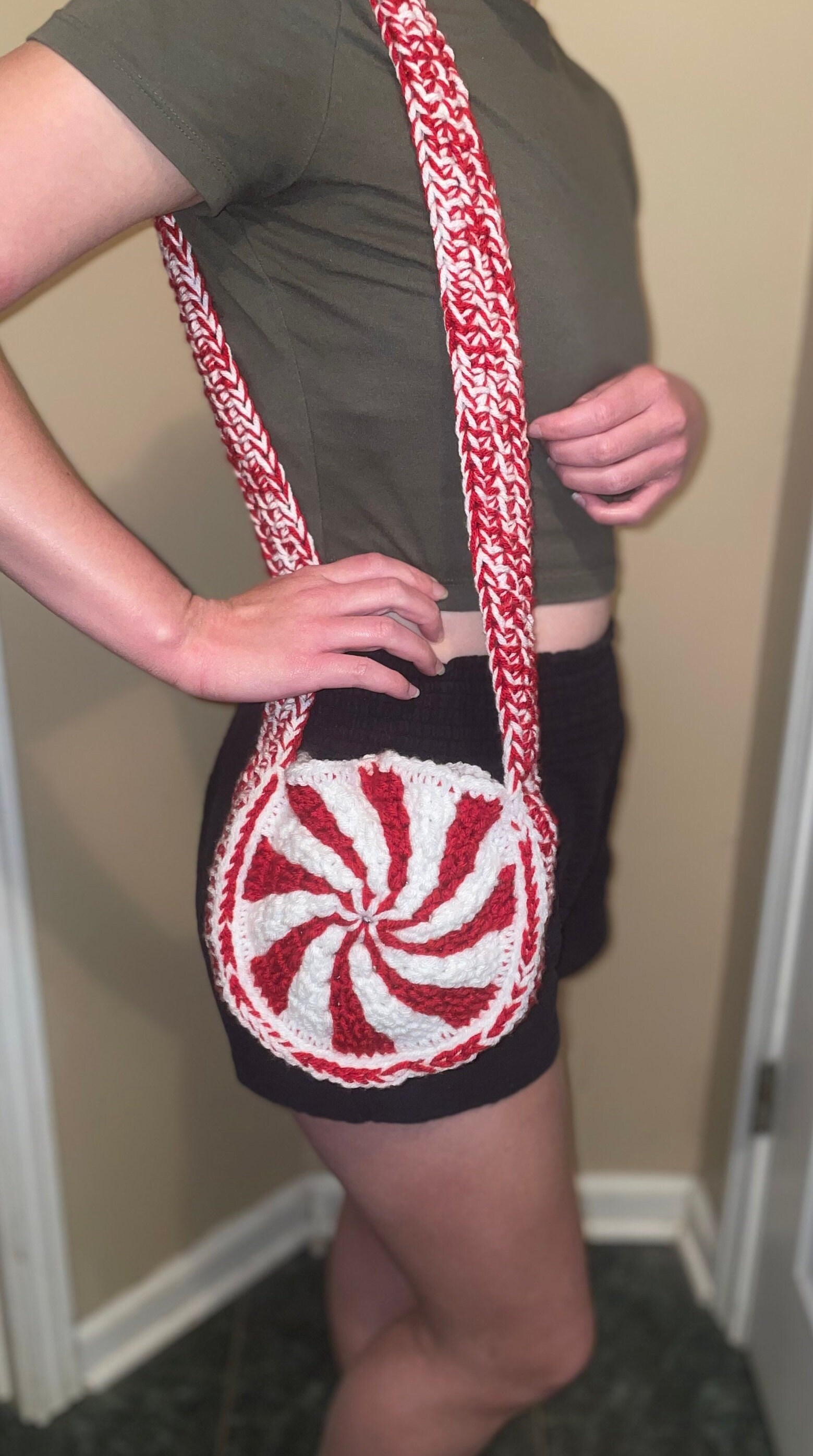 Peppermint Purse, Crochet Peppermint Bag, Handmade Christmas Purse ...