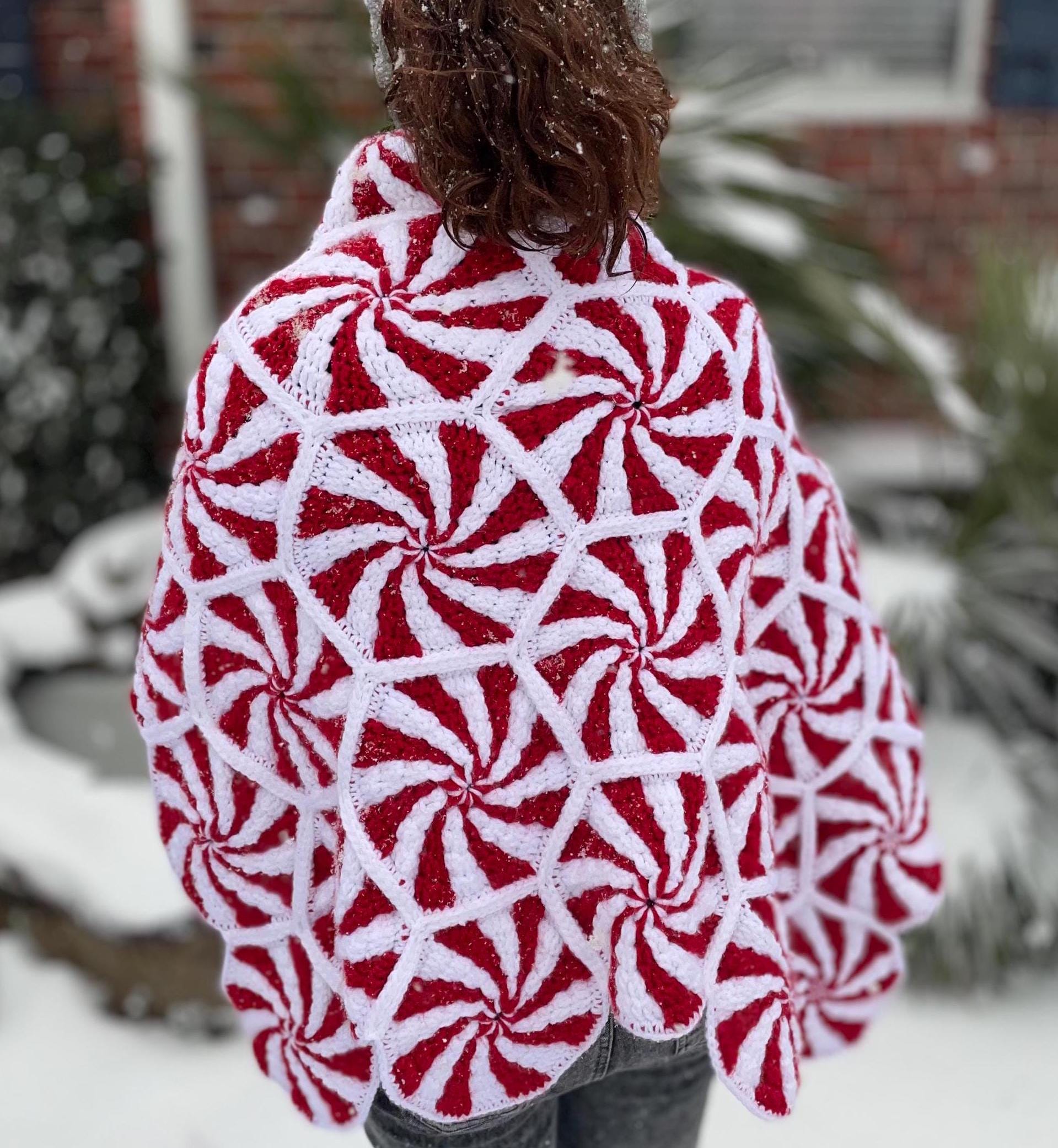Crochet Peppermint Throw Blanket, Peppermint Couch Throw, Peppermint ...
