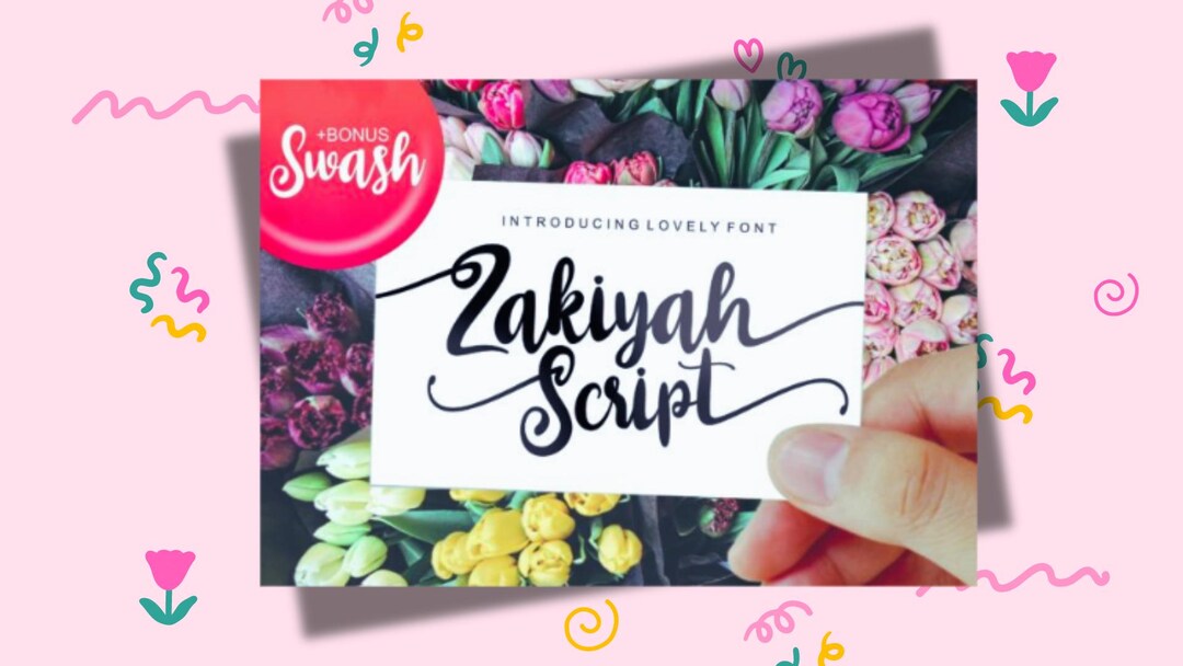 Zakiyah Font, Script Font, Beautiful Font, Vintage Font, Retro Font ...