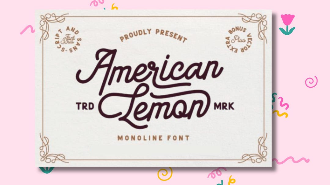 American Lemon Font, Script Font, Beautiful Font, Vintage Font, Retro ...