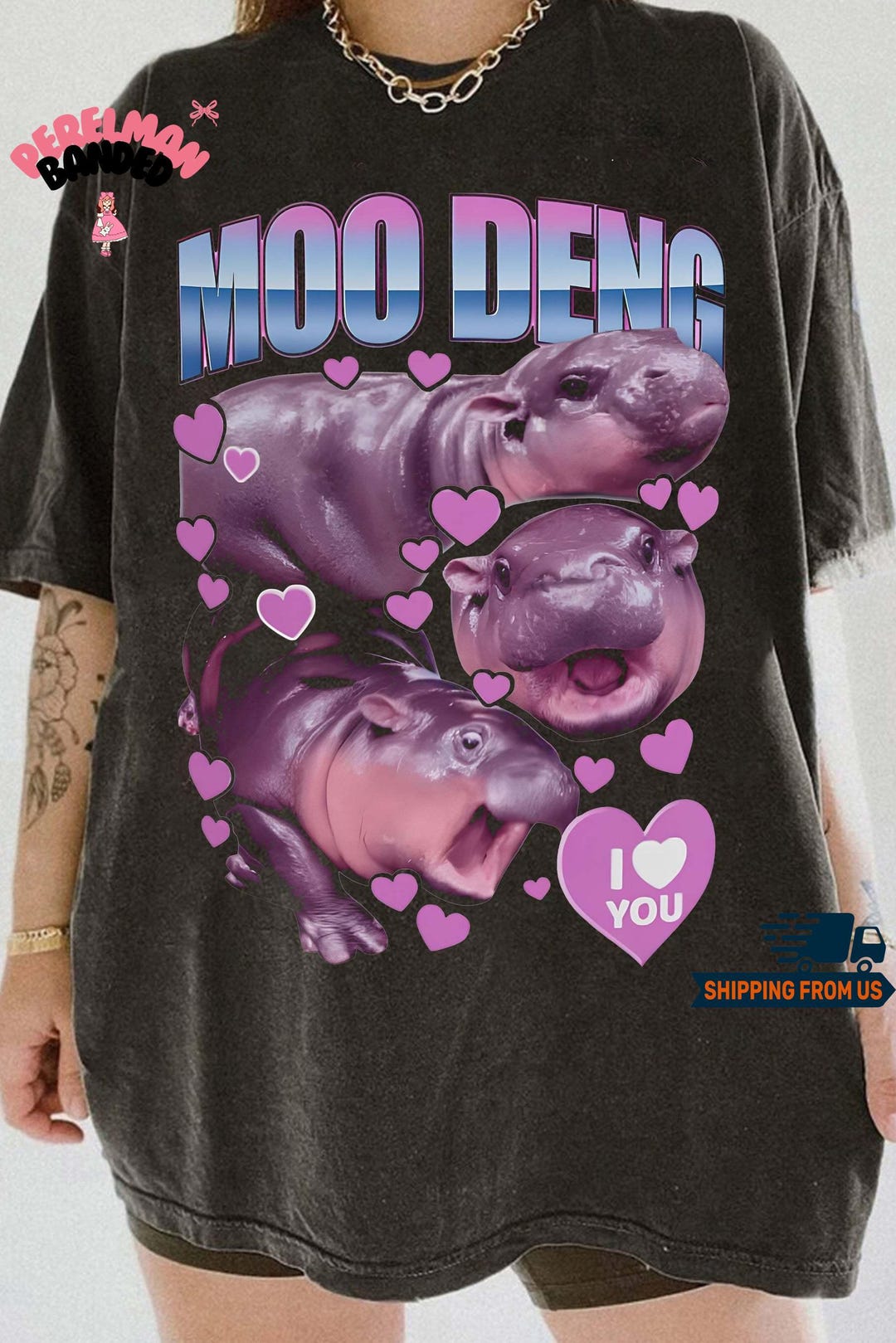 Comfort Colors Moo Deng Meme Shirt, I Love Moo Deng Tee, Funny Moo Deng ...