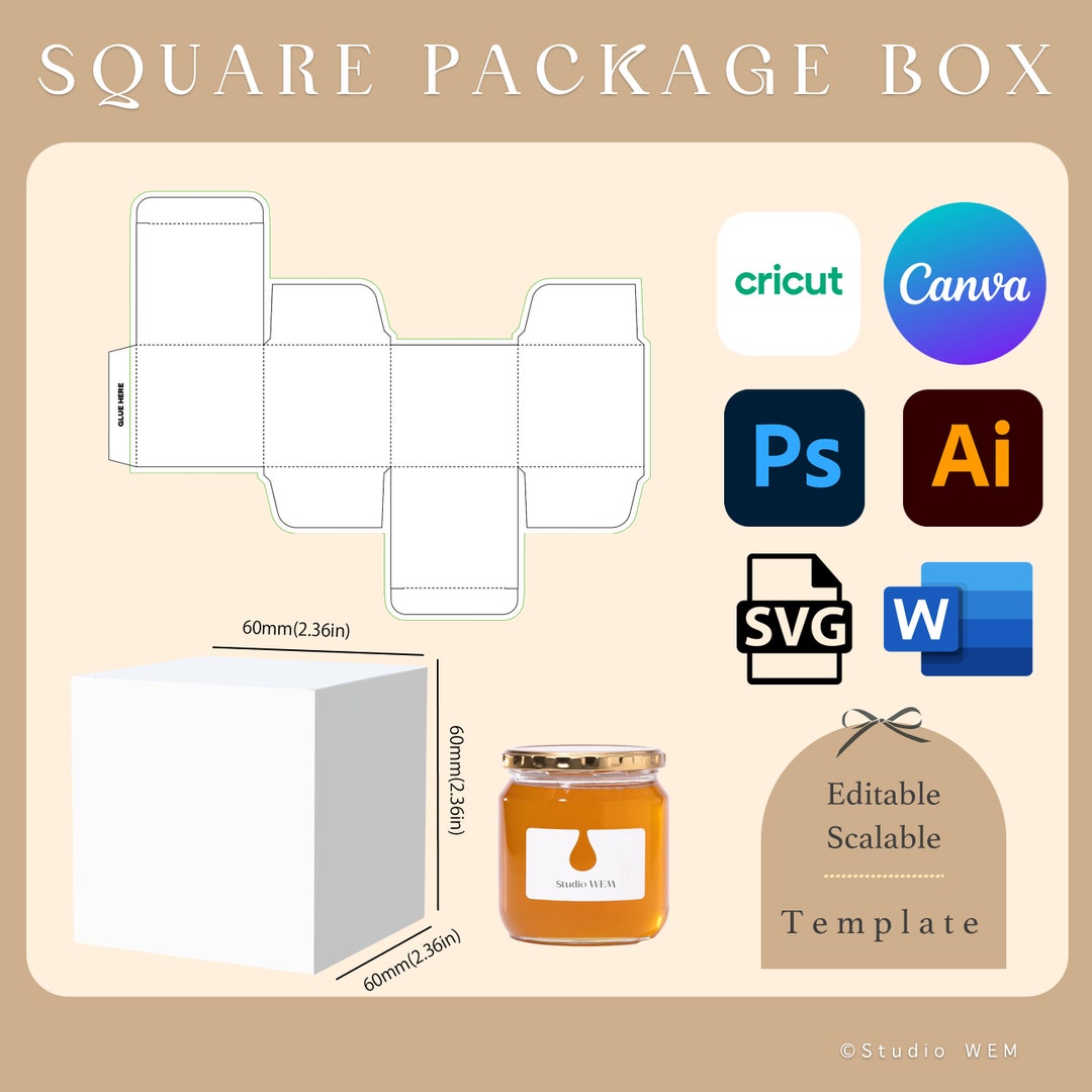 Editable Box Template, Customizable Box, Packaging Box, Canva ...