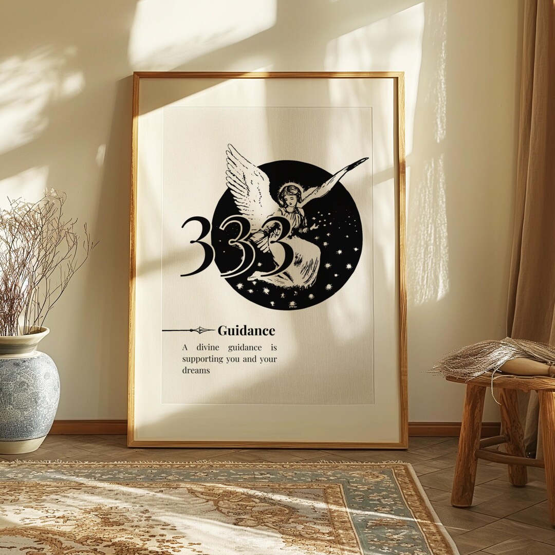 333 Angel Number Wall Art Minimalistic Decor Angel Number Mindfulness ...