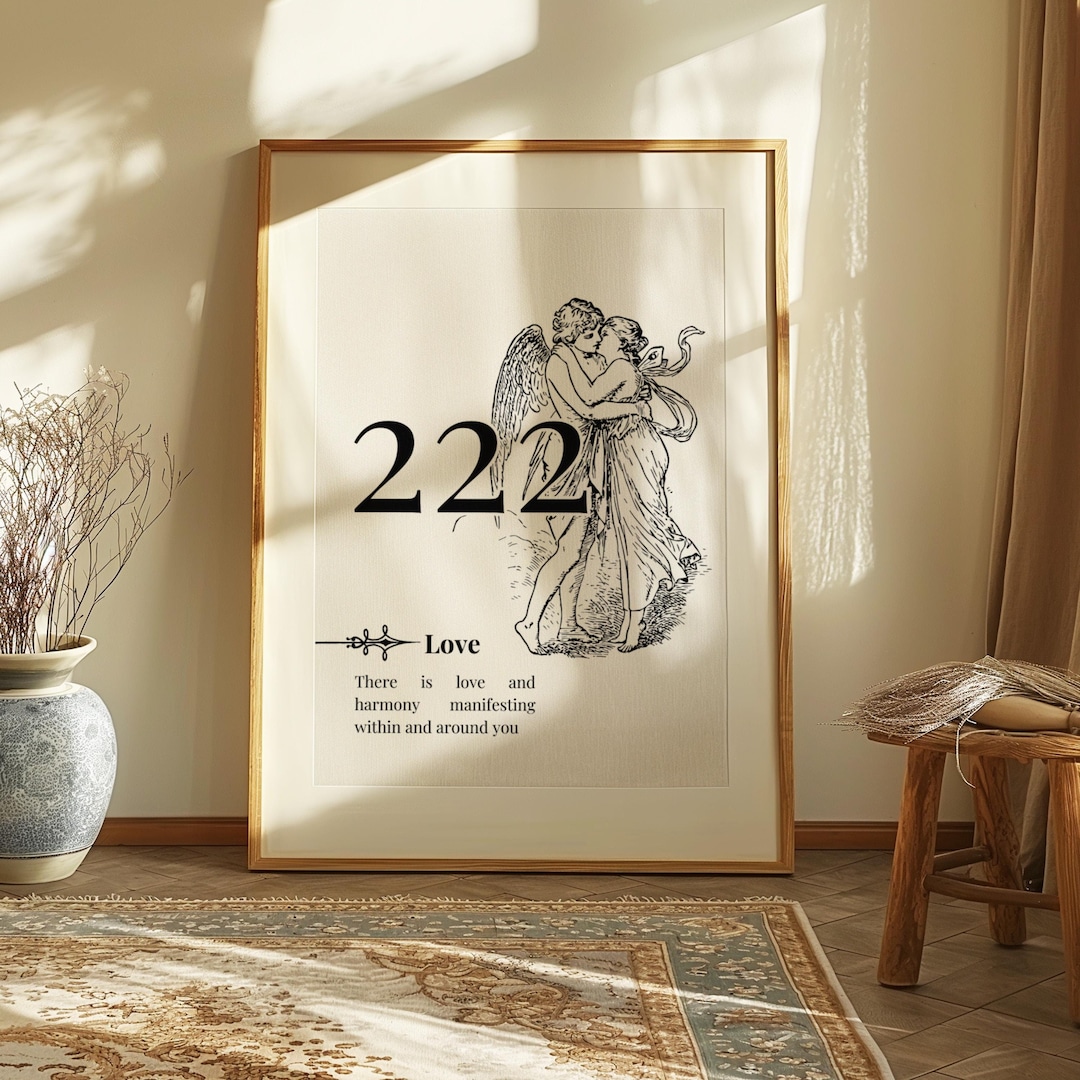 222 Angel Number Wall Art Minimalistic Decor Angel Number Mindfulness ...
