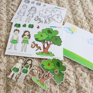 Adam & Eve Printable Craft: Genesis Bible Story Activity (PDF) - Etsy