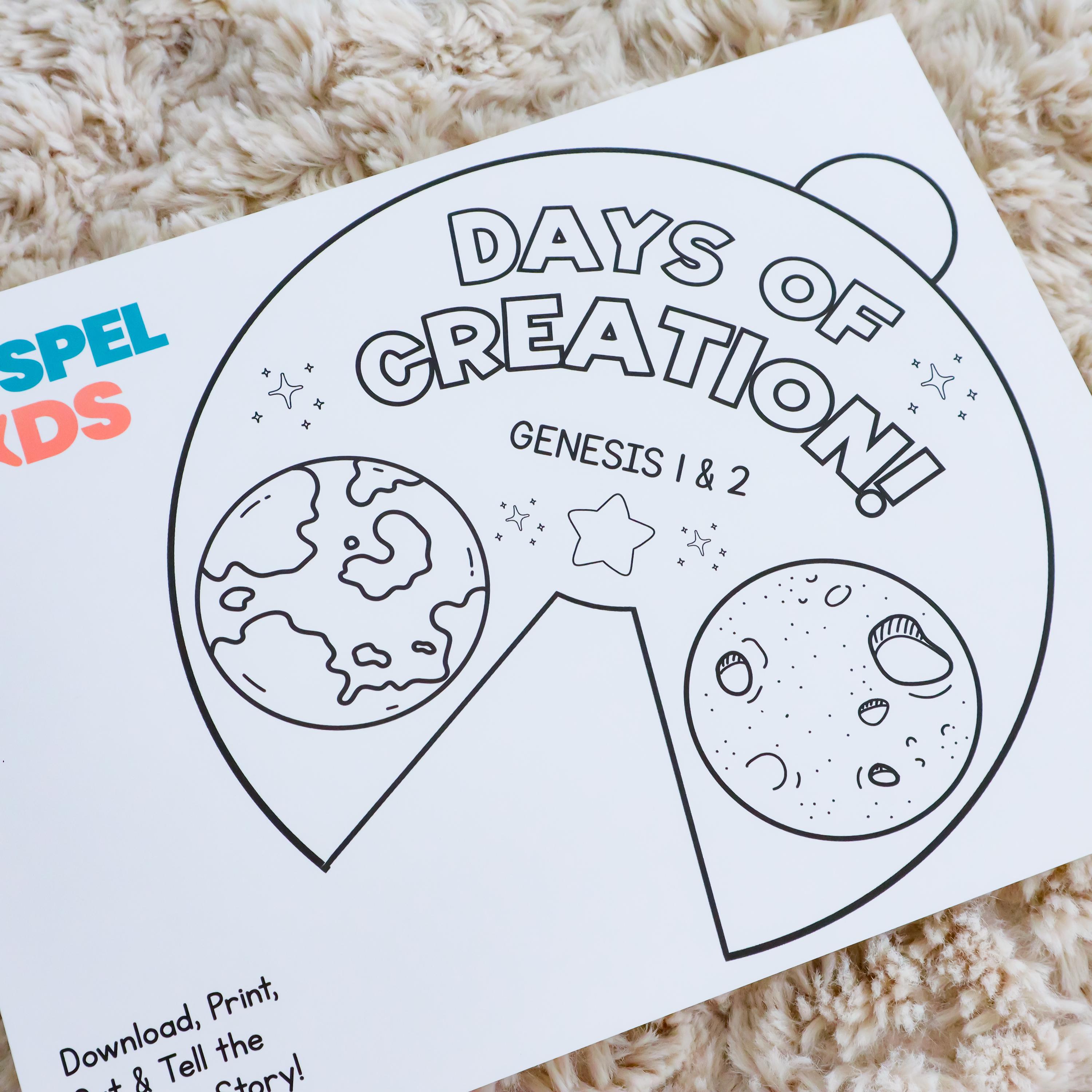 Creation Story Wheel Craft | Genesis 1 & 2 Bible Activity for Kids ...