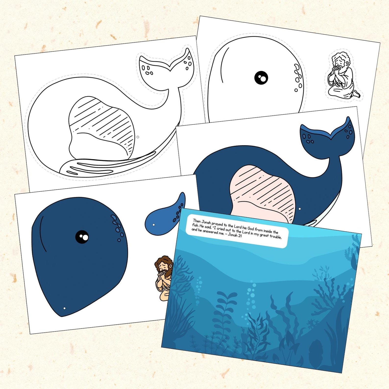 Jonah and the Whale Craft: Printable Sunday School Activity (PDF) - Etsy