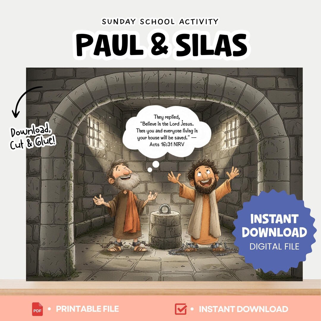 Paul and Silas Craft | Printable Sunday School Activity - Etsy
