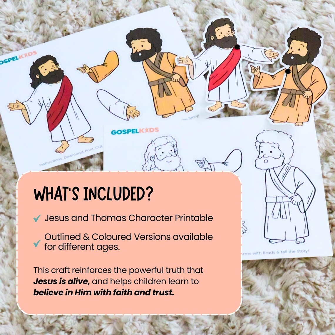Jesus and Thomas Craft: Resurrection Bible Story Activity (PDF) - Etsy