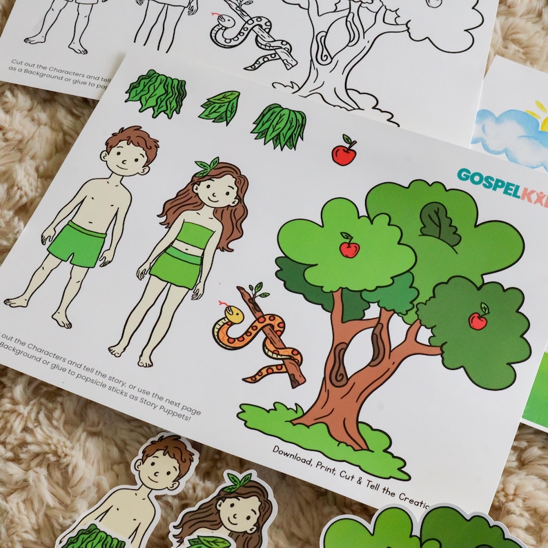 Adam & Eve Printable Craft: Genesis Bible Story Activity (PDF) - Etsy