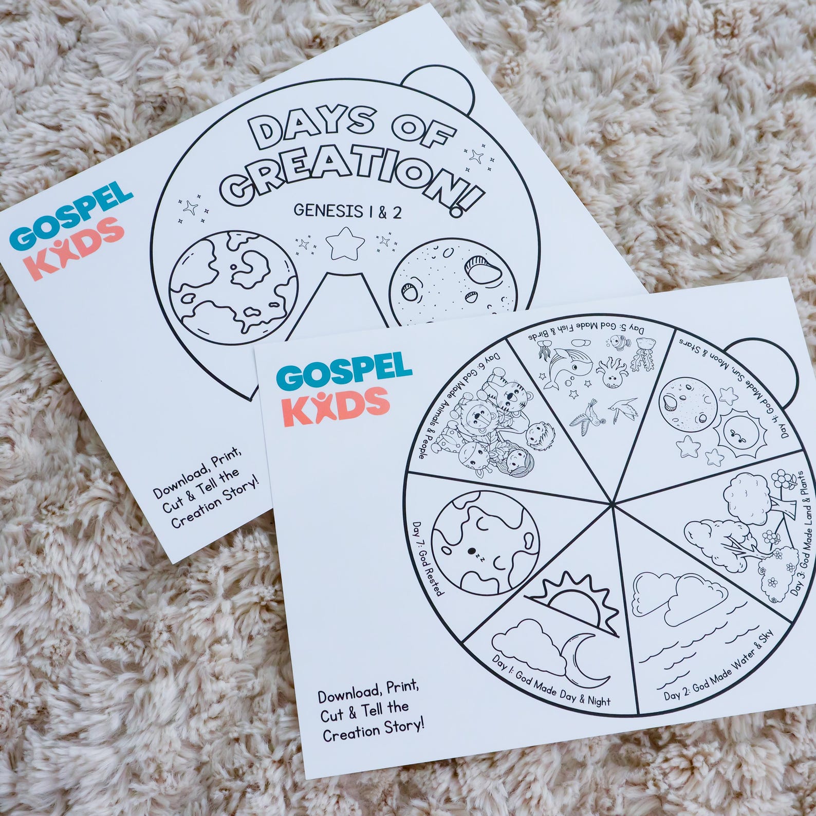 Creation Story Wheel Craft | Genesis 1 & 2 Bible Activity for Kids ...