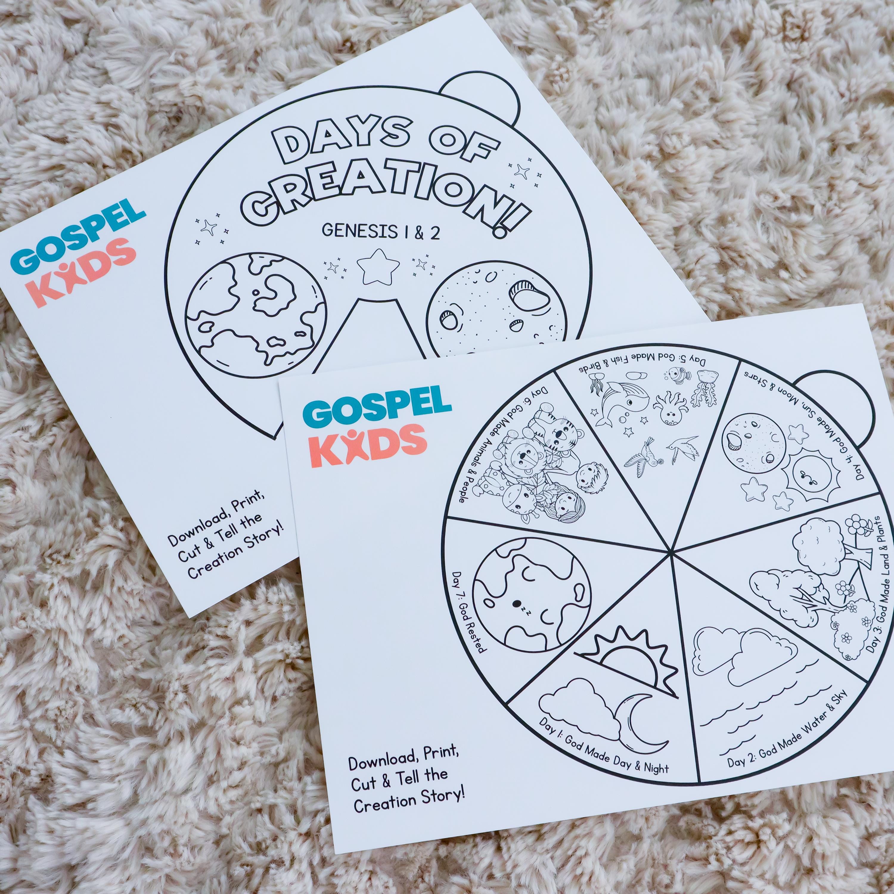 Creation Story Wheel Craft | Genesis 1 & 2 Bible Activity for Kids ...