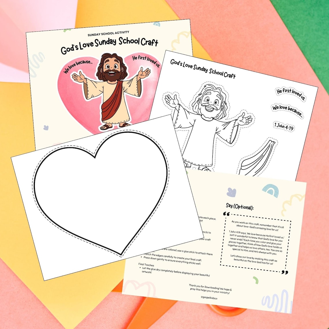 God's Love Craft – 1 John 4:19 Printable, Sunday School (digital ...