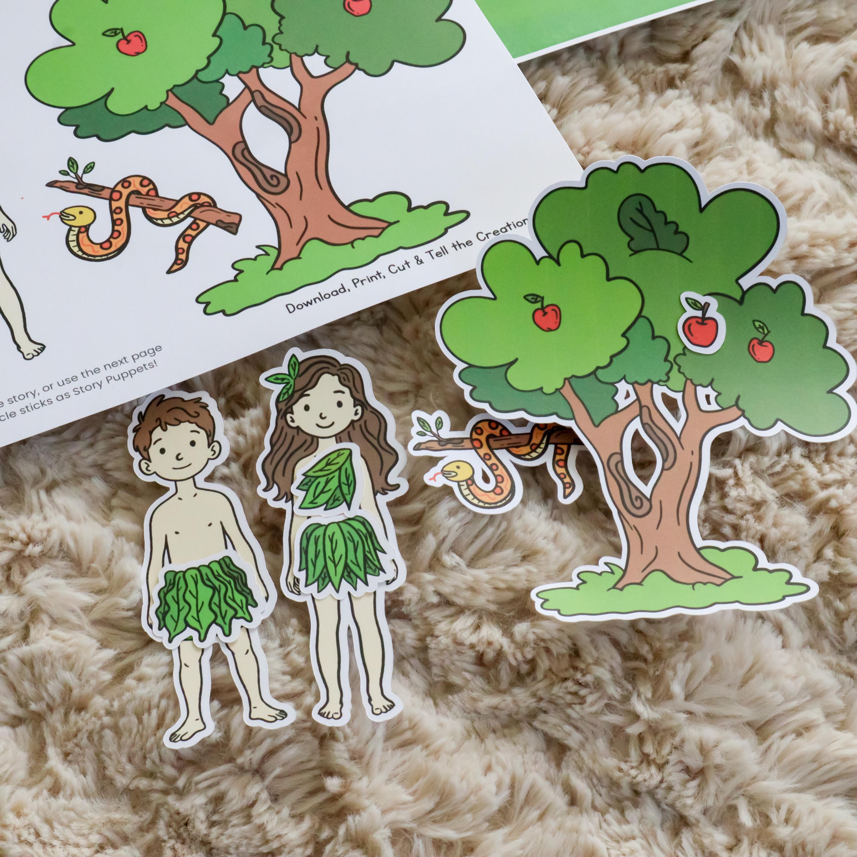 Adam & Eve Printable Craft: Genesis Bible Story Activity (PDF) - Etsy