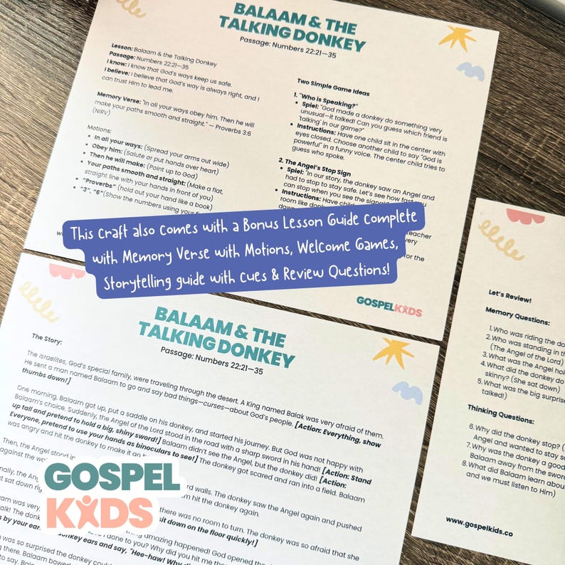 Balaam and His Talking Donkey – Bible Lesson & Craft Set - Etsy UK