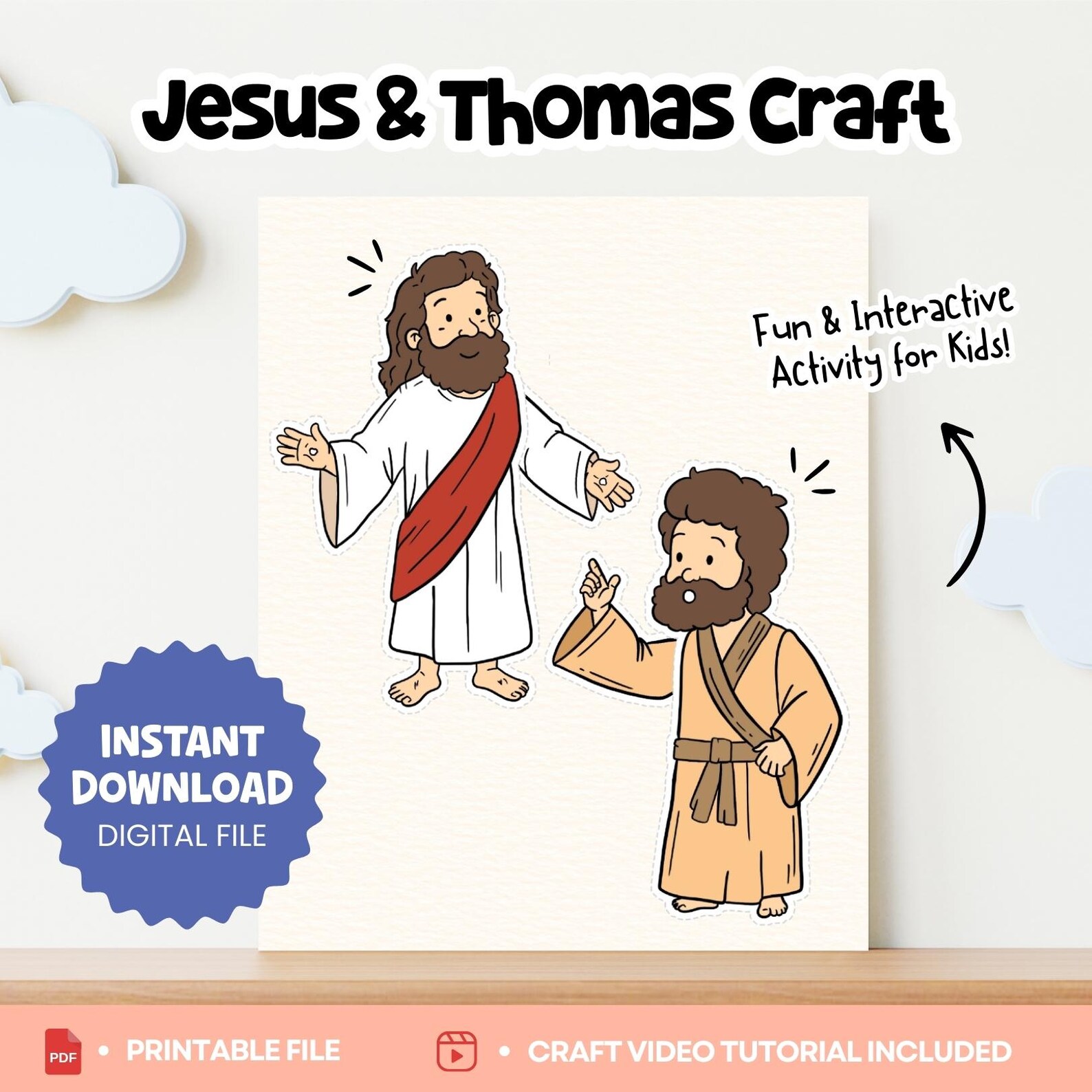 Jesus and Thomas Craft: Resurrection Bible Story Activity (PDF) - Etsy