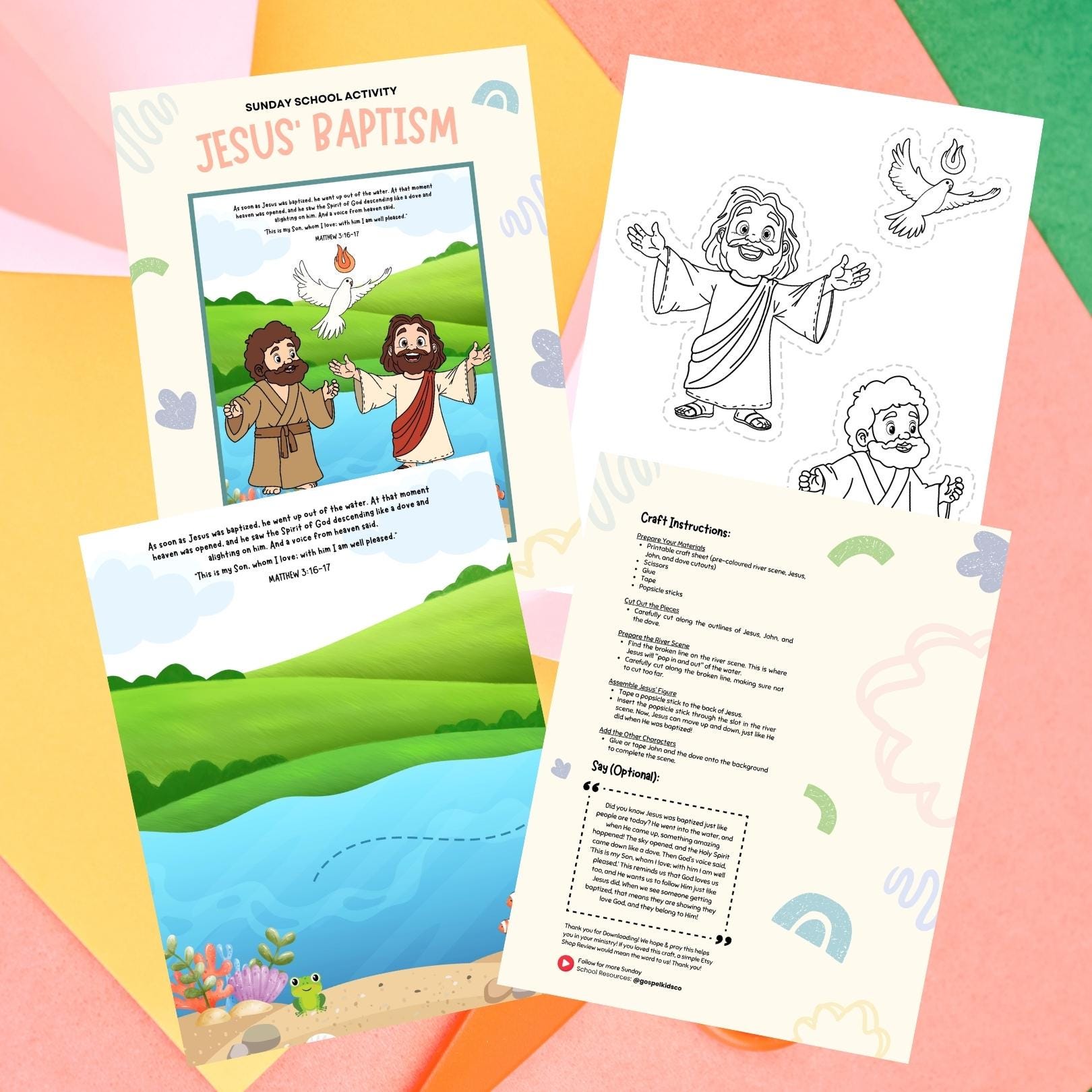 Baptism of Jesus Printable Craft | Sunday School Activity | Matthew 3: ...