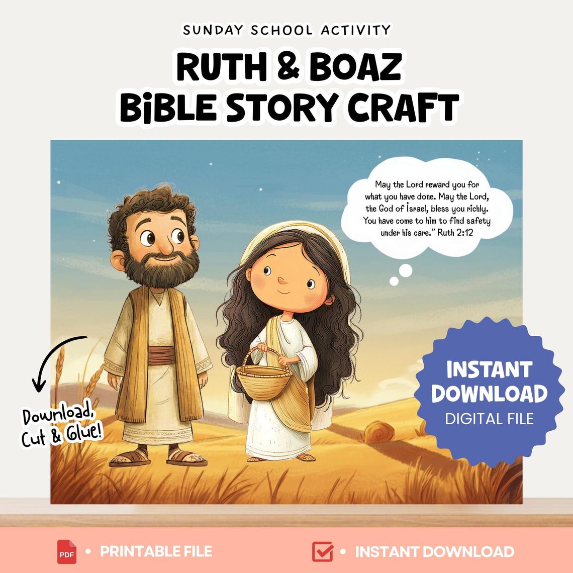 Ruth and Boaz Bible Story Craft | Sunday School Activity - Etsy