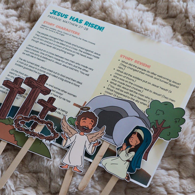 Easter Bible Story Characters on Popsicle Sticks | Printable Craft for ...