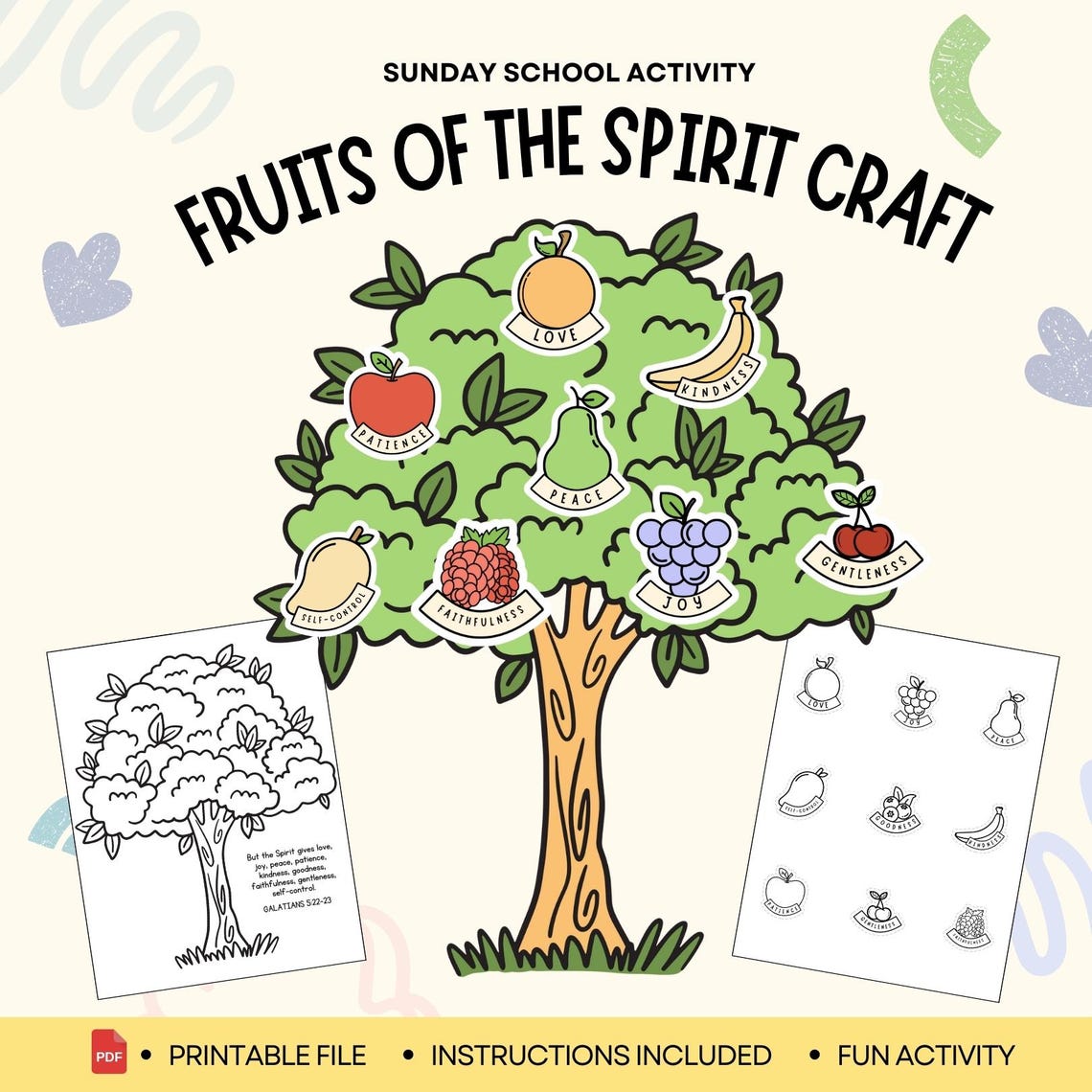 Fruits of the Holy Spirit Craft | Galatians 5:22-23 Bible Activity for ...