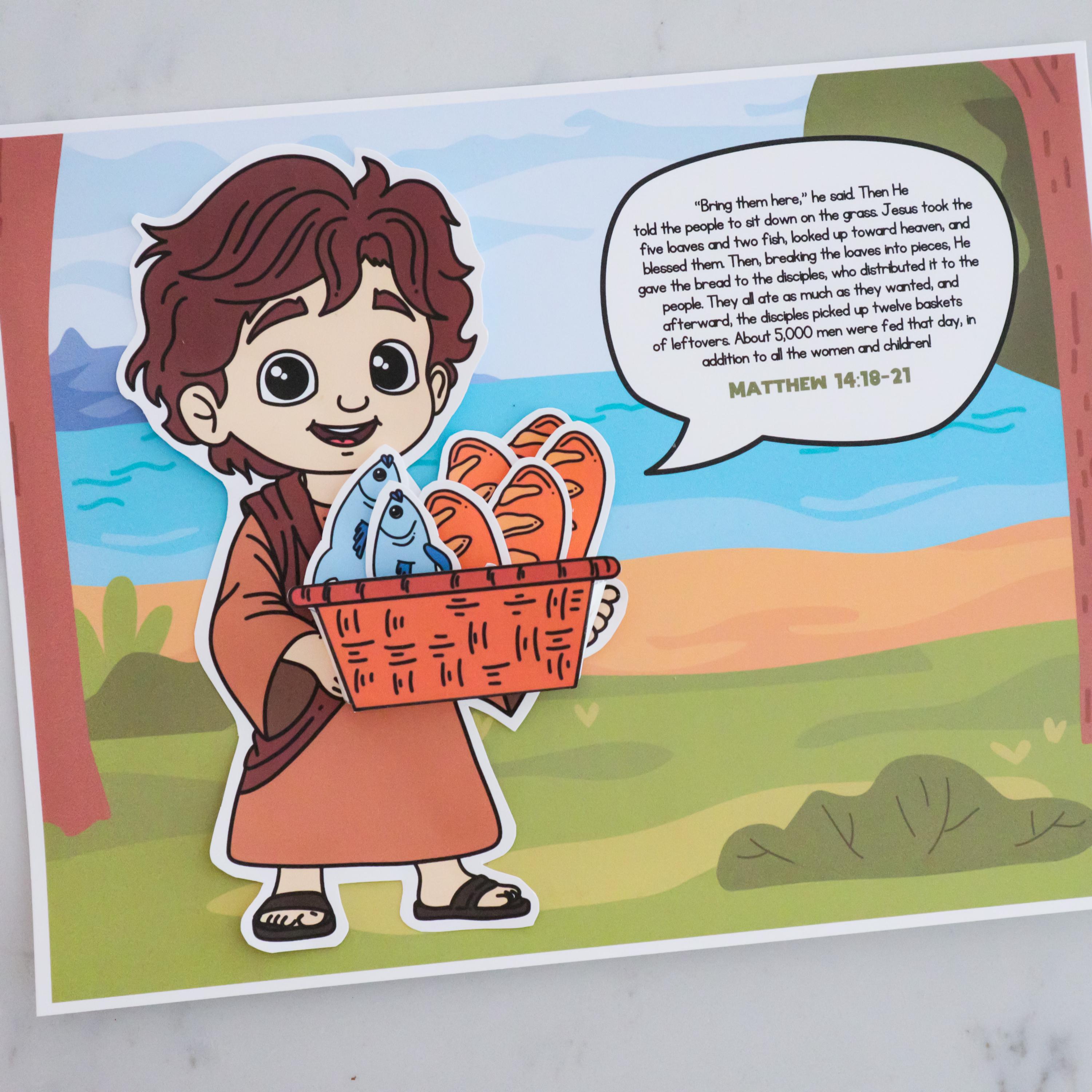 Jesus Feeds the Five Thousand | Five Loaves, Two Fish Printable Bible ...
