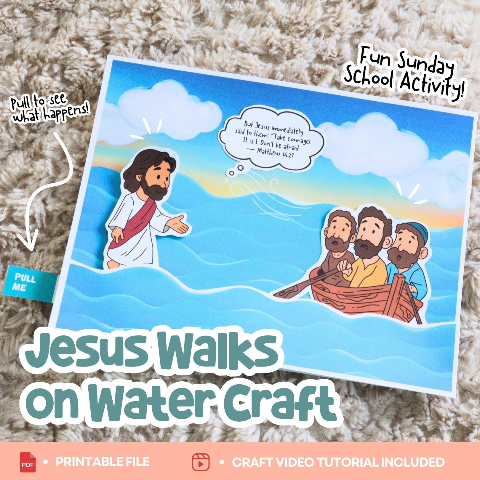 Jesus Walks on Water Craft: Sunday School Bible Lesson (PDF) - Etsy